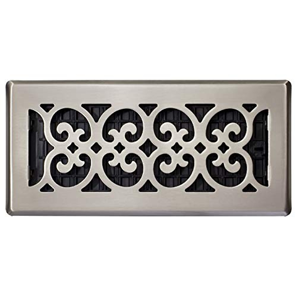 Decor Grates SPH410-NKL Scroll Floor Register, 4x10, Brushed Nickel Finish