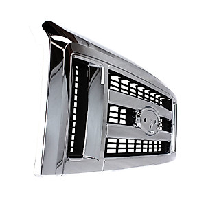 Evan Fischer Grille Assembly Compatible with 2008-2014 Ford E-150, Fits 2008-2014 Ford E-250, Fits 2008-2019 Ford E-350 Super Duty Plastic, Chrome Shell/Painted Gray Insert
