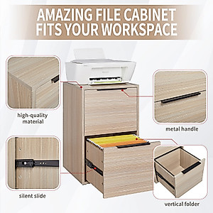 2 Drawer Wood File Cabinet,Vertical Wooden Storage Filing Cabinet for A4 or Letter Size,Under Desk Storage Cabinet for Home Office,Beige