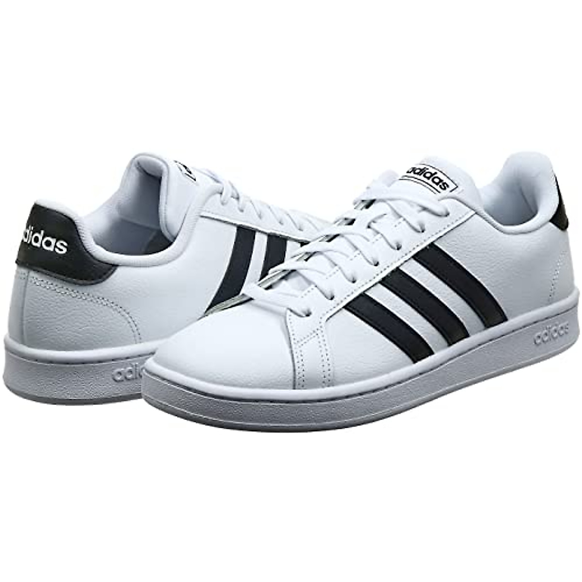 adidas men's Grand Court Sneaker, White/Black/White, 11.5 US