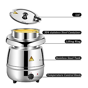 Commercial Soup Kettle Warmer, Stainless Steel 11 Qt Countertop Food Kettle Warmer