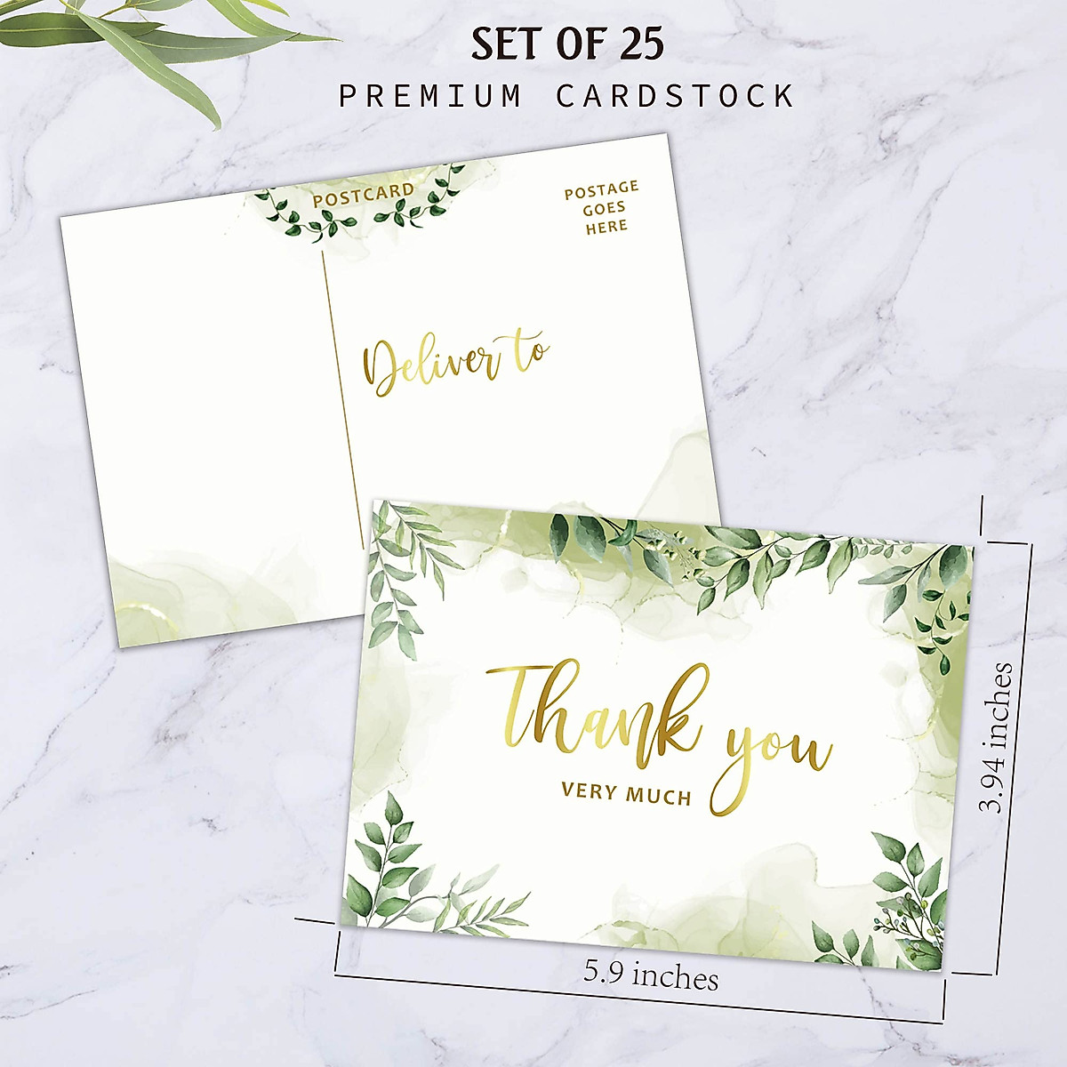 25 Double-Sided Greenery Baby Shower Invitation Set with Envelopes,Gender Neutral Blank Fill-in Invites for Boy or Girl, Double-Sided Diaper Raffle, Thank You Cards and Seals