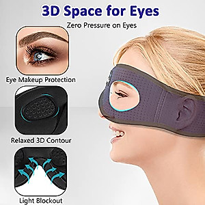 LC-dolida Bluetooth Sleep Mask Sleep Headphones Smart Auto Off Timer Sleeping Headphones for Side Sleepers Breathable 3D Music Eye Mask Cool Tech Gadgets Birthday Holiday Unique Gifts for Men