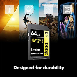 Lexar Professional 2000x 64GB SDXC UHS-II Memory Card, 300MB/s Read, 260MB/s Write, 2-Pack