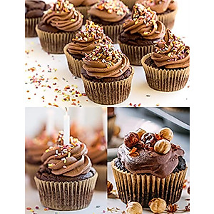 Gifbera Jumbo Cupcake Liners Greaseproof Paper 200 Count - Food Grade Odorless Muffin Baking Cups Cupcake Wrappers for Wedding Birthday, Natural