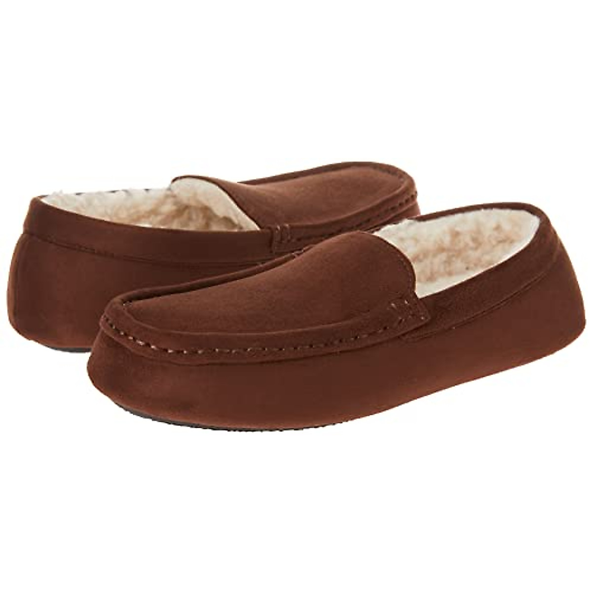 Amazon Essentials Men's Moccasin Slipper, Dark Toffee Brown Microsuede, 9