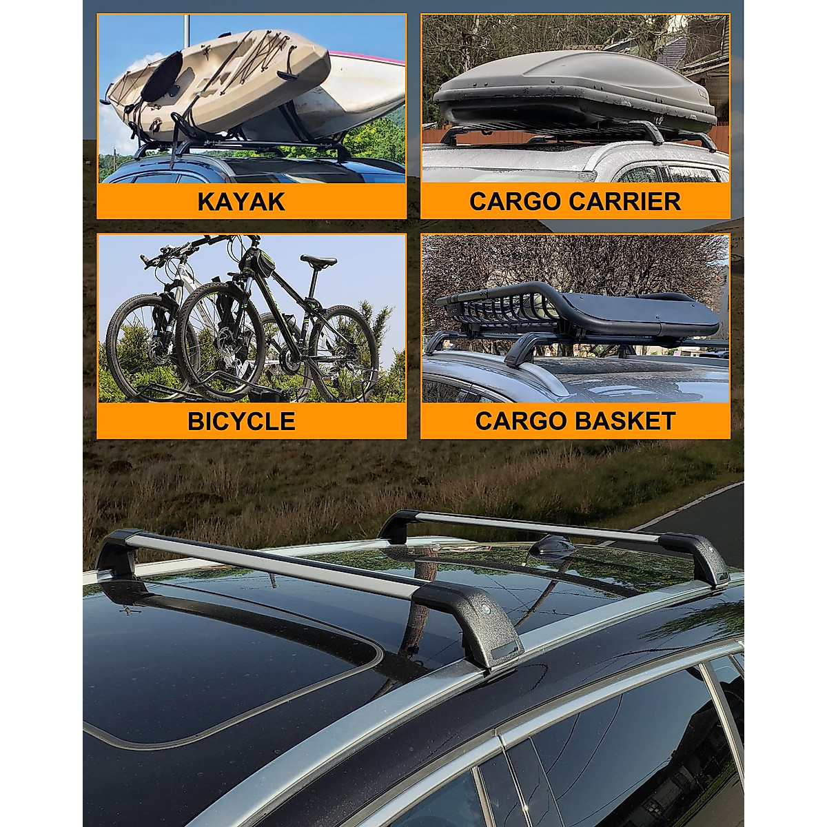 Snailfly Adjustable Cross Bars Roof Rack Luggage Carrier Fit for Ford Edge 2015-2024