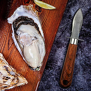 2 Pcs Oyster Shucking Knife Clam Knife, Imitation Wood Grain Handle Oyster Knife, Seafood Scallops Opener Oyster Shucker
