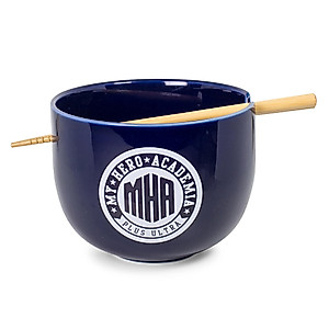 JUST FUNKY My Hero Academia U.A. High School Japanese Ceramic Dinnerware Set | Includes 16-Ounce Ramen Bowl and Wooden Chopsticks