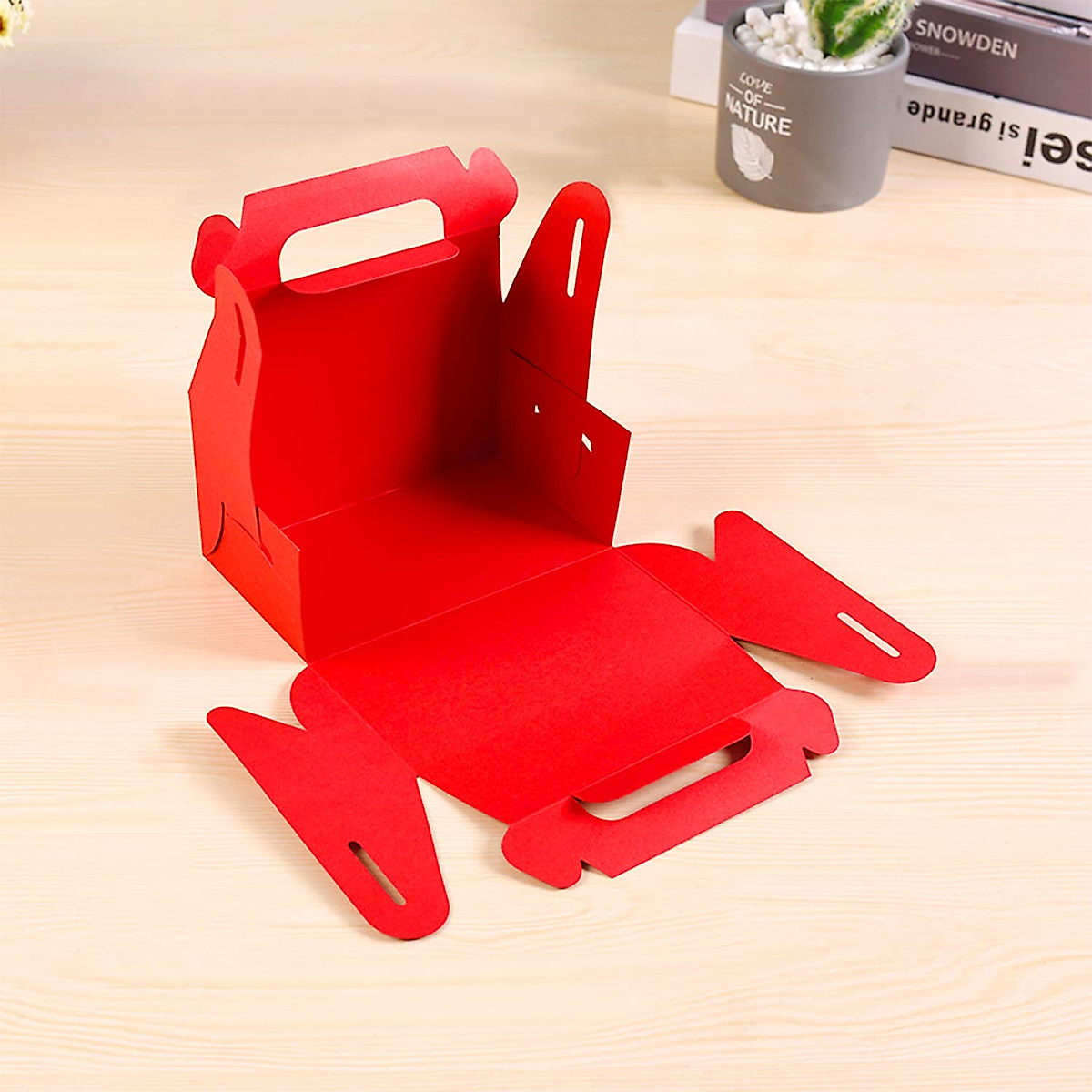 30 Pcs Gable Treat Boxes, Small Goodie Boxes Red Party Favor Boxes Cardboard Kraft Paper Gift Box Dessert Candy Cookie Boxes for Birthday Baby Shower Mothers Day Party Favors, 4.5 x 3.1 x 5.1" (Red)