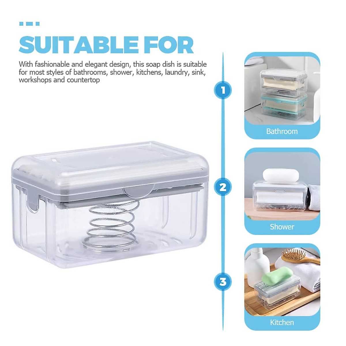 iplusmile Box Soap Box Foaming Soap Dispenser Laundry Soap Dispenser Dish Soap Dispenser Soap Bar Holder Soap Dish Kitchen Soap Dispenser Bar Soap Travel Plastic Makeup Household