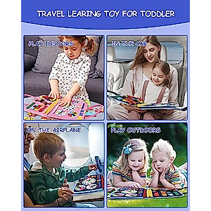 Supplim Busy Board Montessori Toy for Toddlers 1 2 3 4 5 Years Old - Educational Activity Sensory Board Preschool Learning Fine Motor Skills Toys, Toddler Travel Toy for Plane Car, Gift for Boys Girls