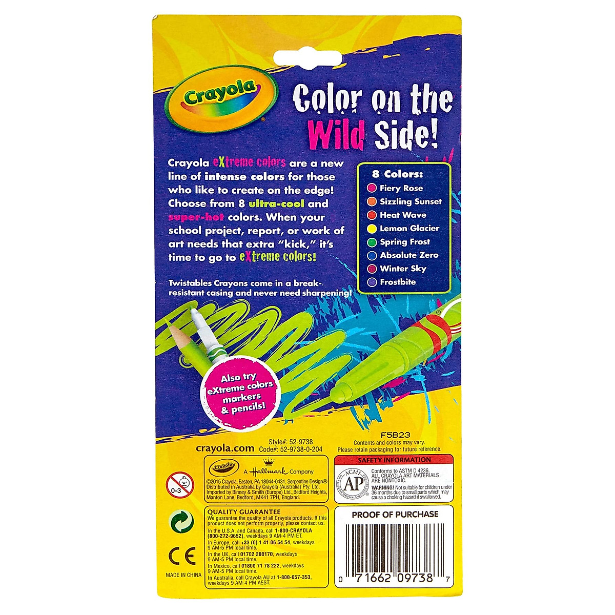 Crayola Twistables Crayons, Neon Colors, 8 Count, assorted extreme, 6-1/2 l x 2/5 w in (52-9738)