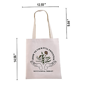 G2TUP Occupational Therapist Thank You Gift OT Canvas Tote Bag Grow To Your Full Potential Shopping Handbag Occupational Therapy Graduation Gift (Grow To Your Full Potential Handbag)