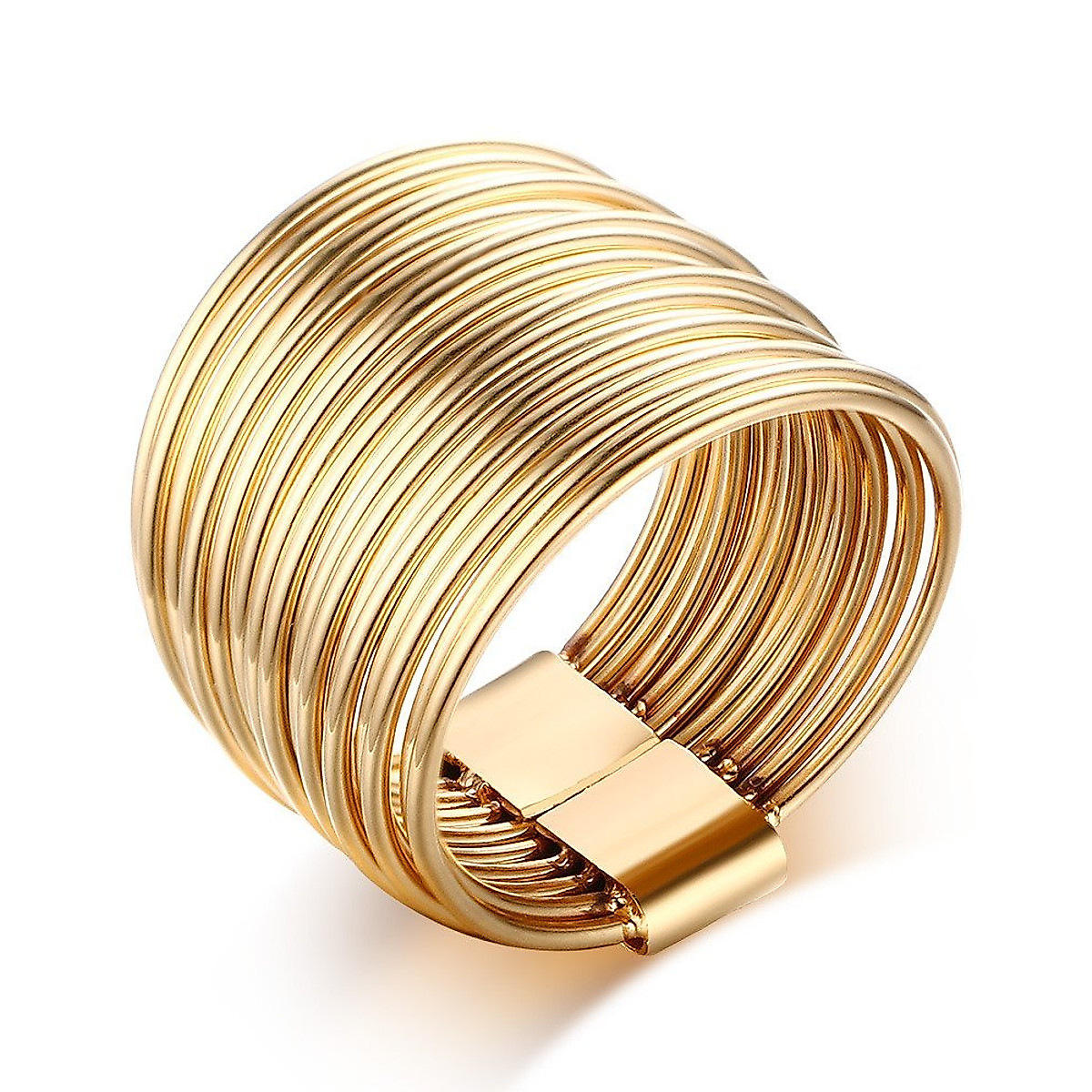 VNOX Stainless Steel Wrap Ring for Women Wedding Promise Engagement,Gold,Size 9