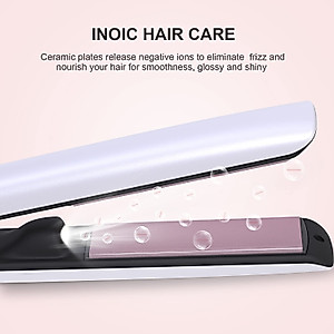 Hair Straightener and Curler 2 in 1, Negative Ion Flat Iron Curling with Ceramic Plates and Dual Voltage Straightening Iron for Black Women, with Auto Shut-Off