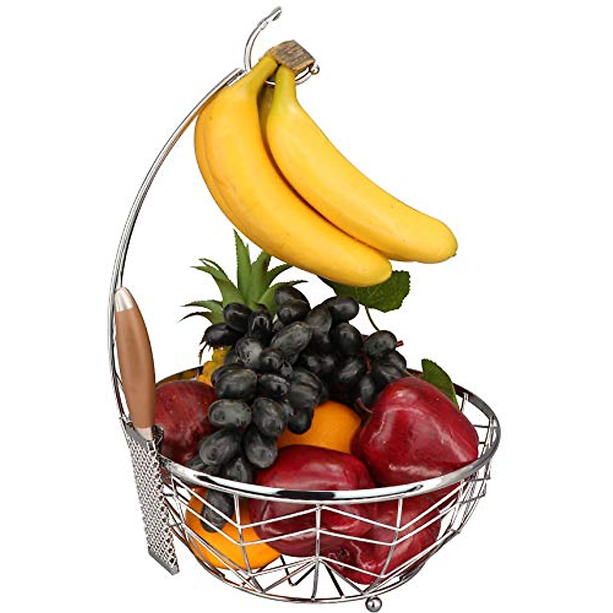 ROSYLINE Fruit Basket Banana holder, Elegant Fruit Bowl with Banana Tree Hanger (Chrome Finish)