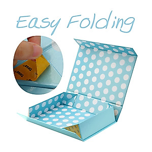 GREEN BEAN Gift Box 11x7.8x2.3 Inches, Baby Blue Gift Box with Lid for Presents, Magnetic Closure Gift Box, Shirt Gift Box for Clothes (Glossy Metallic Baby Blue, Polka Dot Design Inside)