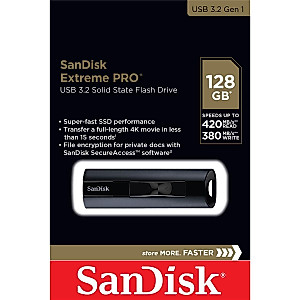 Sandisk Extreme Pro - USB Flash Drive - 128 GB - Black