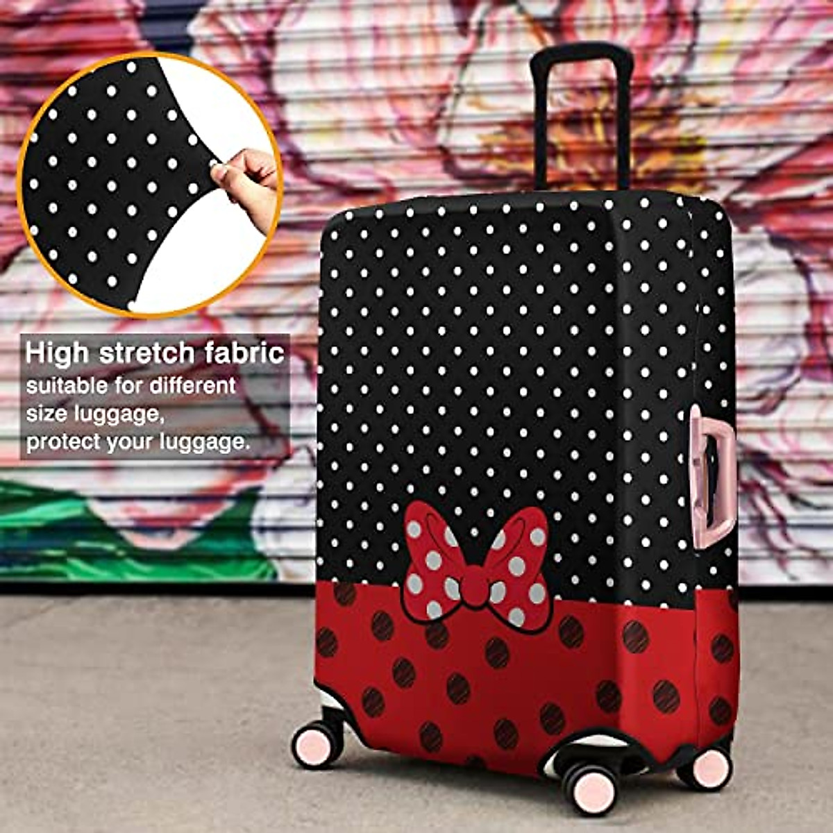 dicilly Luggage Covers for Suitcase Washable Suitcase Cover Red Bow Baggage Covers Fit 29-32 Inch Luggage (Go Travel)