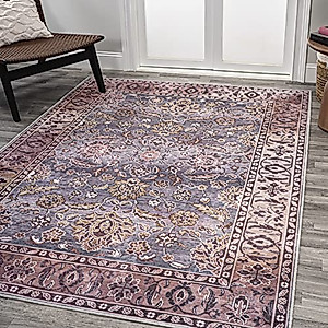 JONATHAN Y WSH106A-4 Victoria Ornate Persian All-Over Machine Washable Indoor Bohemian Transitional Area Rug,High Traffic,Kitchen,Living Room,Backyard,Non Shedding,4 X 6,Brown/Gray