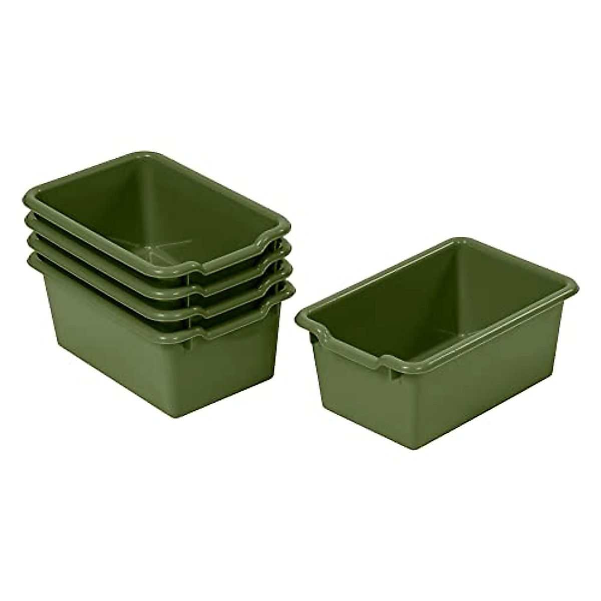 ECR4Kids Scoop Front Storage Bin, Multipurpose Organization, Hunter Green, 5-Piece