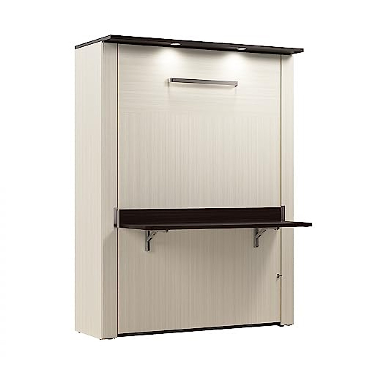Bestar Lumina Full Murphy Bed with Desk, Sleeping Arrangement for Guest Room and Home Office, White Chocolate