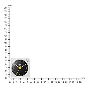 Braun Classic Travel Analogue Alarm Clock with Snooze and Light, Compact Size, Quiet Quartz Movement, Crescendo Beep Alarm in White and Black, Model BC02XWB.