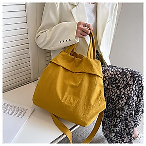HACODAN Fairy Grunge Aesthetic Tote Bag Boho Canvas Crossbody Bag, Men Women Girls Harajuku Shoulder Bag Large Handbag (Yellow)