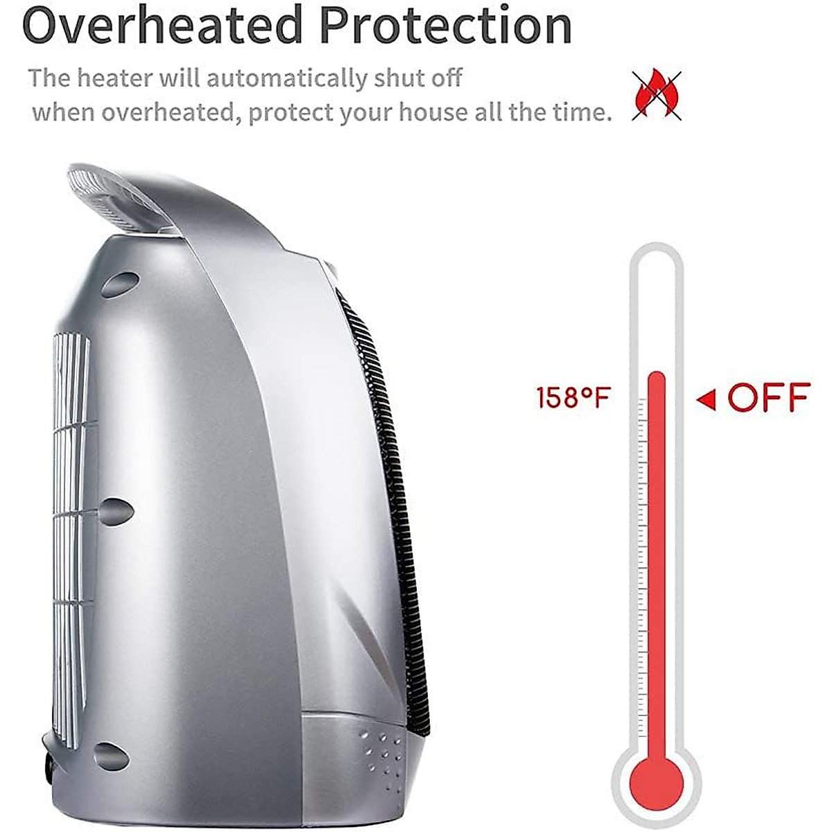 Portable Small Electric Space Heater with Thermostat,1500W/750W Ceramic MIni Heater for Indoor Use,Fast Heating,Desk Heater Fan with 3 Heat Settings,Built-in Overheat & Tip-Over Protection (Silver)