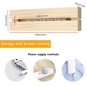 SYWAN 2Pack 6" Wood Rectangle Display Pedestal,Wooden Rectangle Colorful Lights Display Base for Acrylic and Plexiglass,Wood Night LED Light Lamp Base