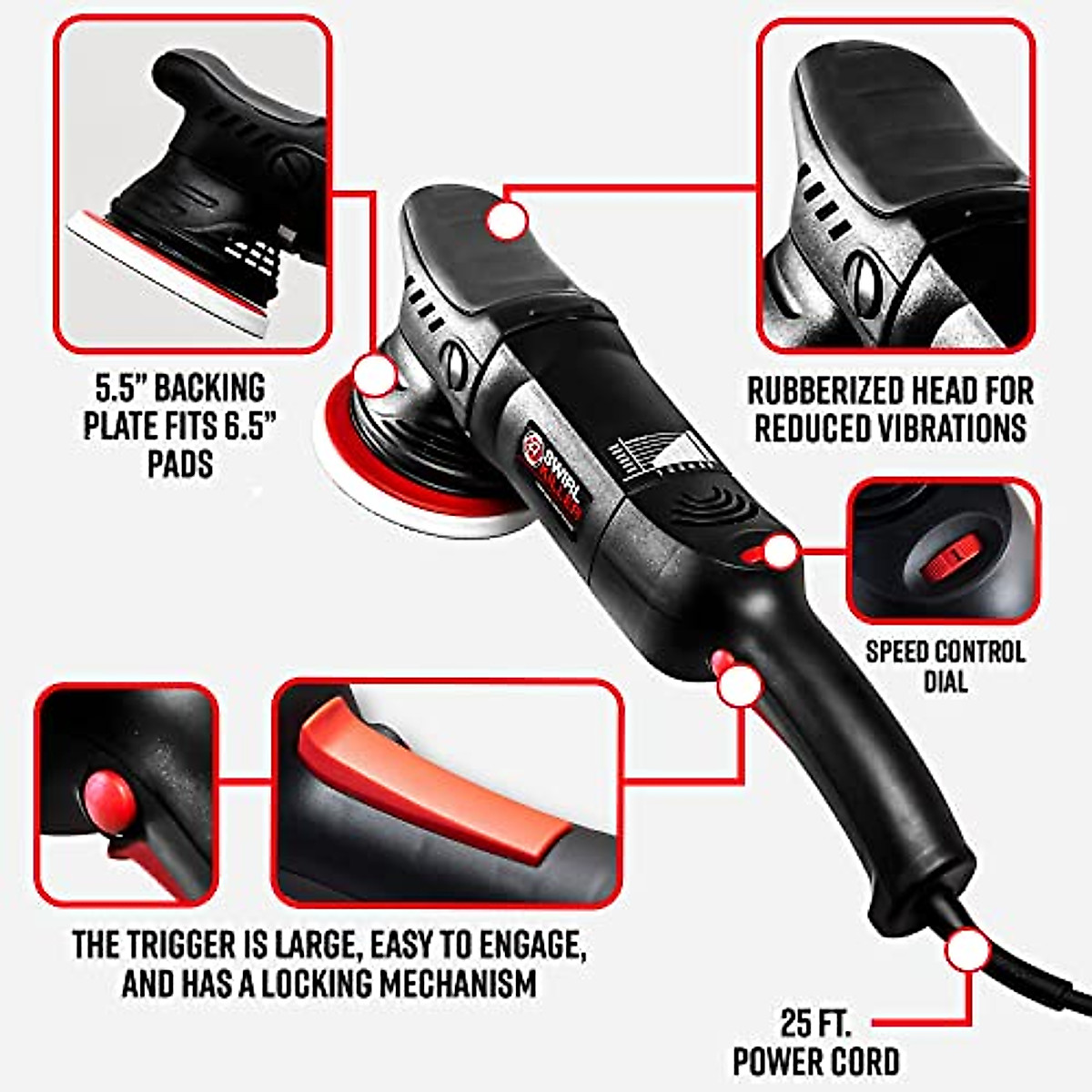 Adam's Polishes Swirl Killer 15mm Car Polisher - Buffer Polisher Dual Action Machine | Use W/Car Polish, Polishing Compound, or Car Scratch Remover | Detailing Car Wash Clay Bar Ceramic Coating