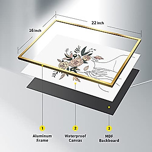 GXOBOCX Canvas Wall Art Modern Abstract Art Blossom on Woman Face Prints Artwork Minimalist Line Art for Living Room Bathroom Decor (Black Framed,16x22 inches)