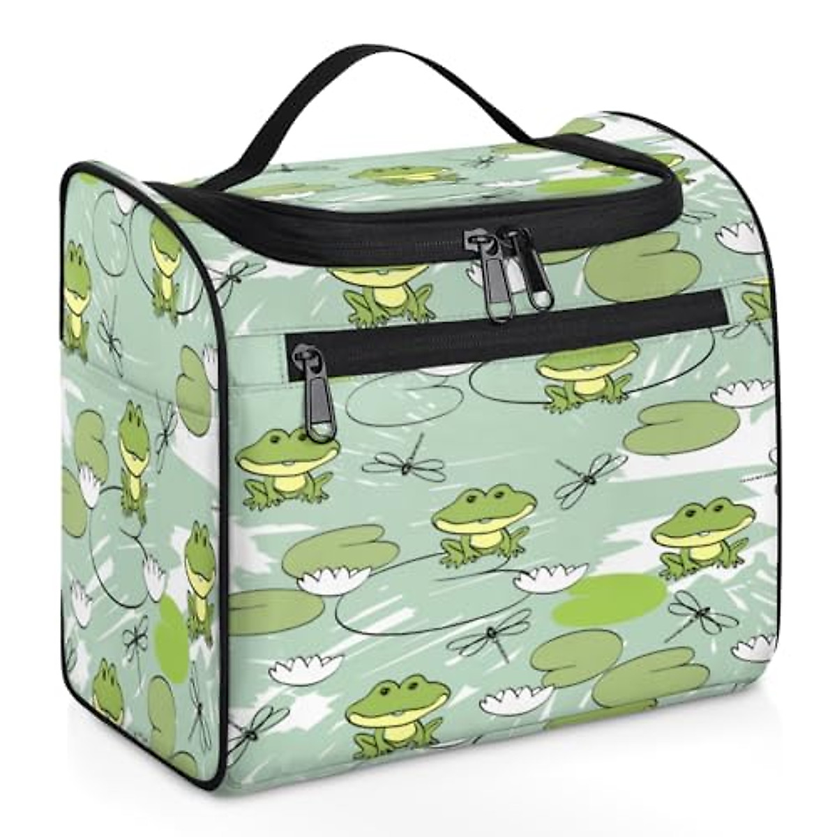 XMNYGJ Cute Dragonfly Frog Hanging Toiletry Bag for Men Women Travel Cosmetic Makeup Organizer Bag Water Resistant Large Portable Wash Case for Accessories, Toiletries, Cosmetics