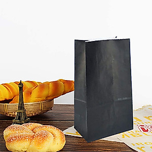 KEYYOOMY Small Bright Color Paper Bags Black Party Goody Bags Party Favor Bags Paper Lunch Bags (Black, 50 CT, 3.5 X 2.4 X 7.1 In)
