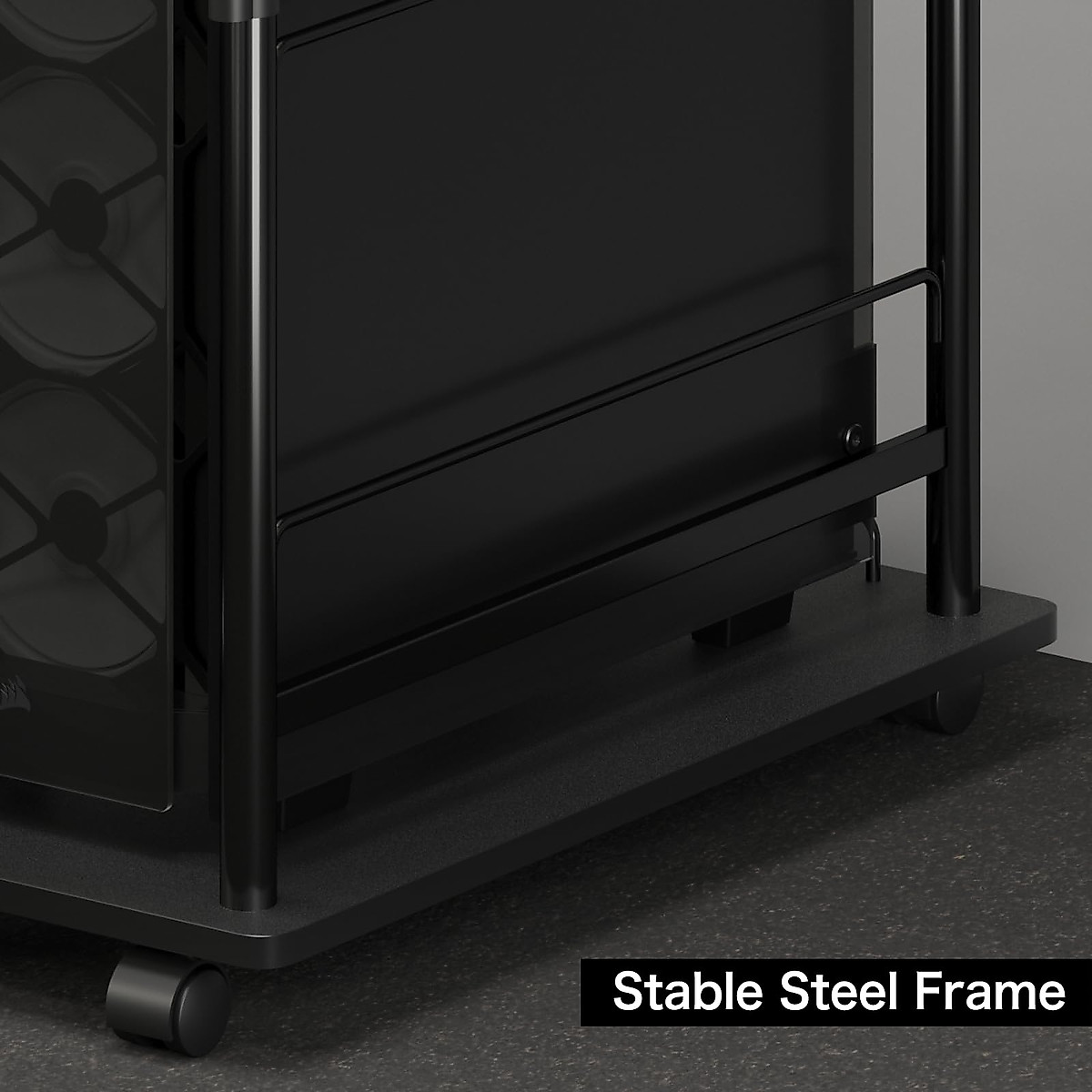 PROXRACER Height Adjustable Computer Tower Stand, 3-Tier CPU Holder Cart Printer Stand Mobile PC Laptop Standing Table Home Office Gaming Accessories with Rolling Wheels