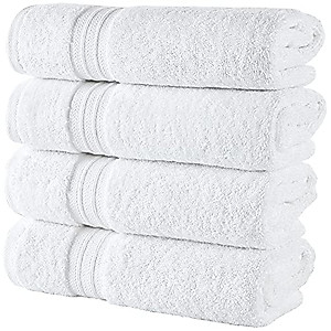 Ephesos 4-Pieces 16"x30" Hand Towels Set | Premium Quality for Daily Bathroom Use, 100% Cotton Towel (Hand Towels Set of 4, White)