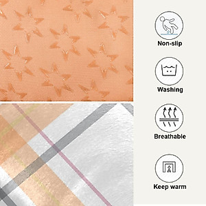 Coikll Modern Minimalist Orange White Square Grid Pet Bed Pad Soft Dog Bed Mat with Anti-Slip Bottom, Machine Washable Crate Pad Mattress for Dog Sleeping- 24 * 18inches