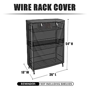 MOLLYAIR Wire Shelf Cover Wire Rack Cover Storage Rack Cover Used to Cover Sundries, Suitable for Rack 36X18X54in Gary