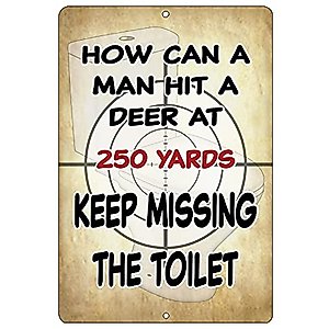 Rogue River Tactical Funny Hunting Metal Tin Sign Wall Decor Man Cave Bar Bathroom Hit a Deer Sign