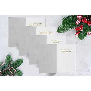 Better Office Products 50 Pack Religious Christmas Cards with Embossed Gold Foil Accents, 5" x 7", High Gloss, Gold Foil Interior Greeting, with 50 Envelopes, 50 Count Boxed Assortment