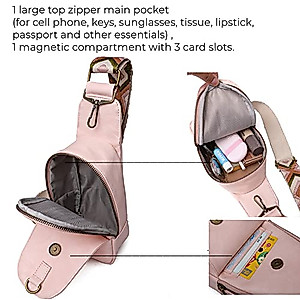 Sanxiner Sling Bag for Women,Light weitght Chest Bag with Wide Strap,Crossbody Fanny Packs for Women,Faux Leather Satchel Backpack (1-Brown)