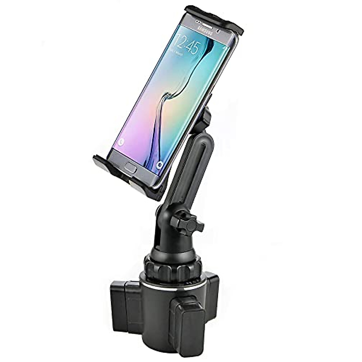TECOTEC Universal 2 in 1 Car Cup Holder Tablet Mount, Upgraded 9" Long Neck Cup Holder iPad Holder for All Cellphones/Z Fold 3/2/Rugged Phones/Tablets up to 12.9"