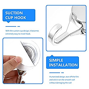 Zerodeko Silver Suction Cup Hooks 2pcs Punch Free Suction Cups Vacuum Hook for Flat Smooth Wall Surface Towel Robe Bathroom Kitchen Shower Bath Coat
