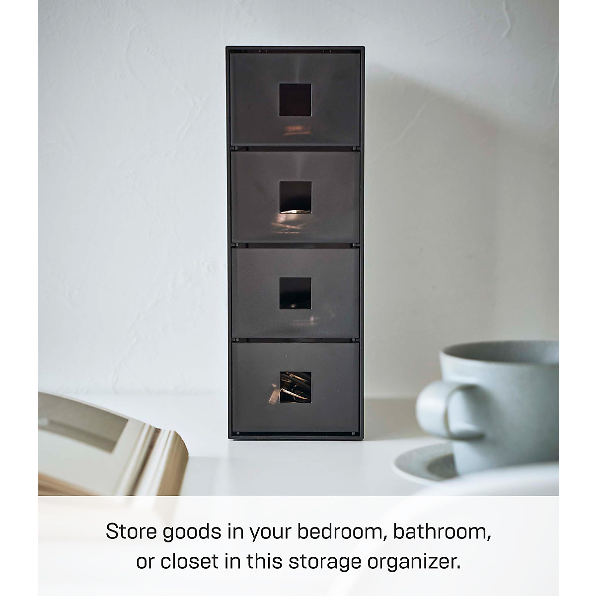 Yamazaki Home Tower 4-Tier Plastic Storage Drawer Organizers For Glasses, Accessories, Or Watch, Closet Drawers - Abs Plastic