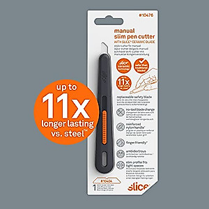 Slice Slim Pen Cutter, 1 Pack, Manual Blade Stays in Position