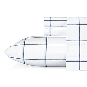 Nautica - Full Sheet Set, Cotton Percale Bedding Set, Crisp & Cool, Stylish Home Decor, Dorm Room Essentials (Plot Blue, Full)
