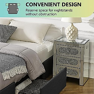 Queen Bed Frame with 3 Storage Drawers, Fabric Upholstered Platform Bed Frame Queen Size Queen No Fixed Headboard,Strong Matel Frame and Wooden Slats Support No Nosie No Box Spring Needed (Queen)