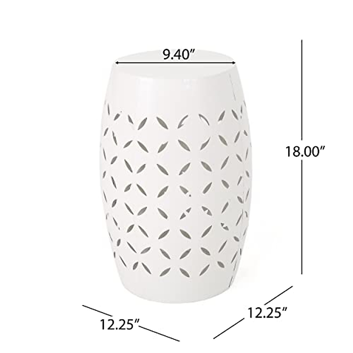 Christopher Knight Home Jorell Indoor Lace Cut Iron Accent Table, White 12.25 in x 12.25 in x 18.0 in