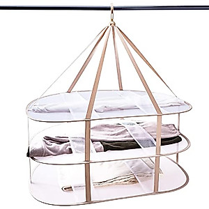 Sweater Flat Mesh Stackable Laundry Drying Rack, Lay Flat Dryer for Delicates, Portable Dry Rack for Indoor and Outdoor, 3 Tier Foldable, Beige